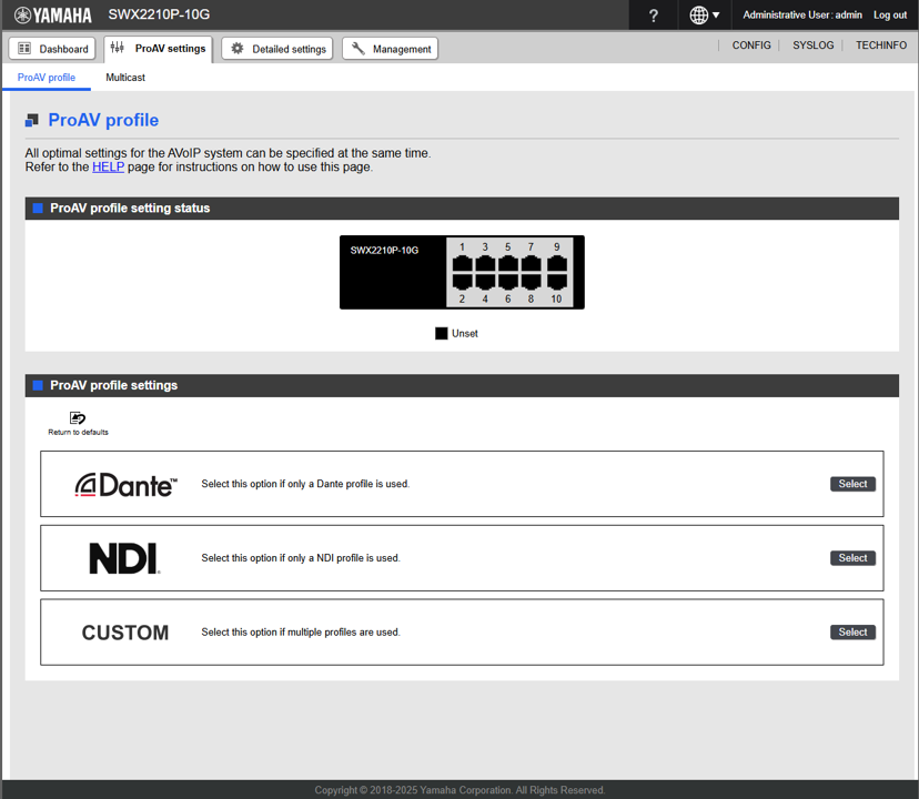 ProAV Settings :: SWX2210P series technical data