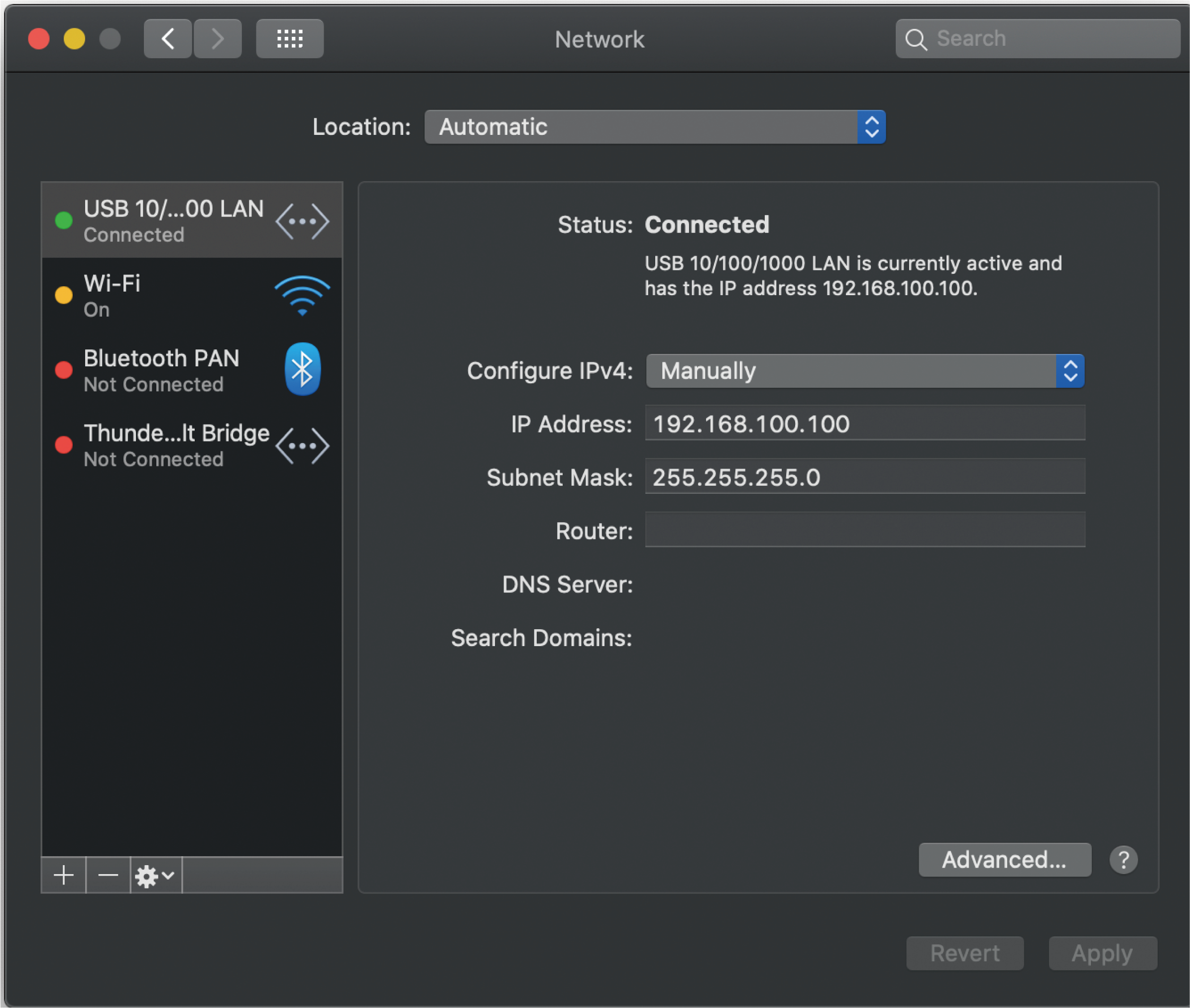 Network settings on the computer :: Yamaha LAN Monitor for Mac