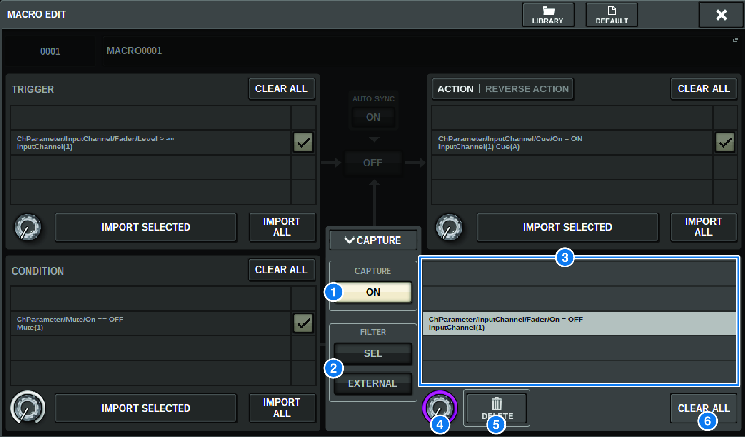RIVAGE PM Series | CAPTURE window