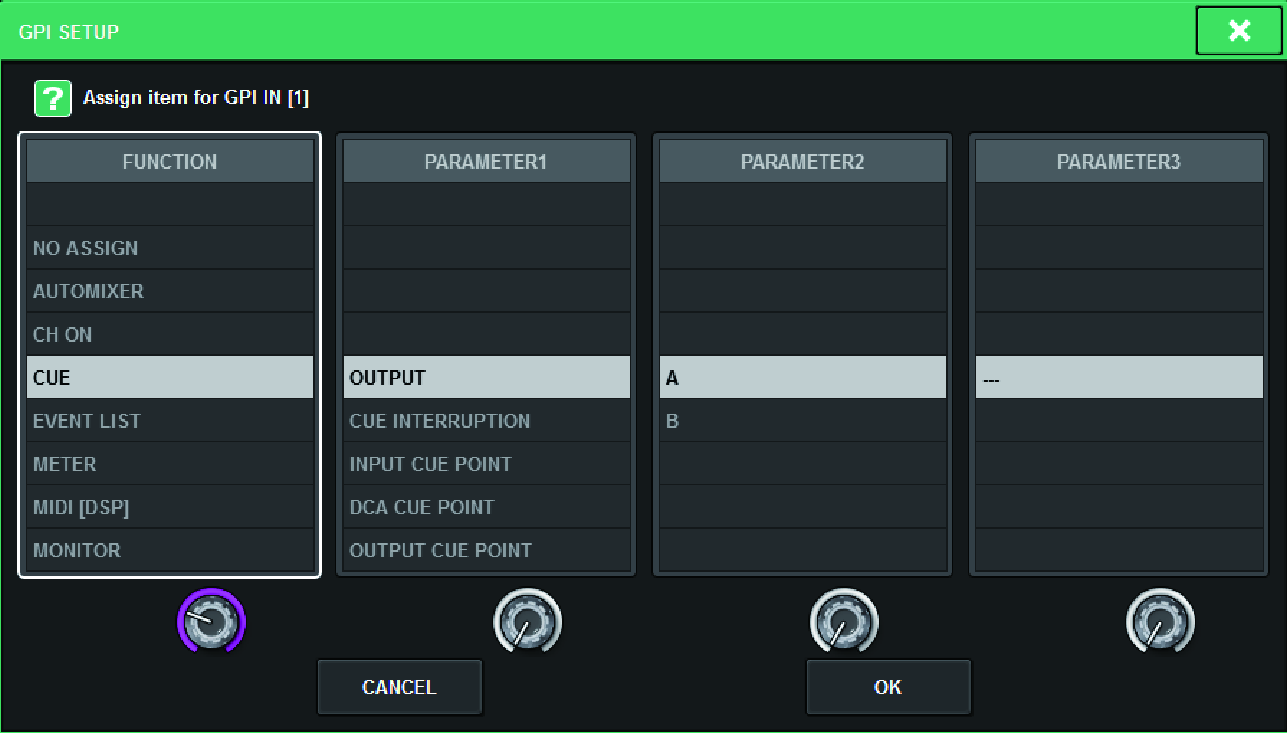 RIVAGE PM Series | Utilisation des ports GPI IN (Entrée GPI)