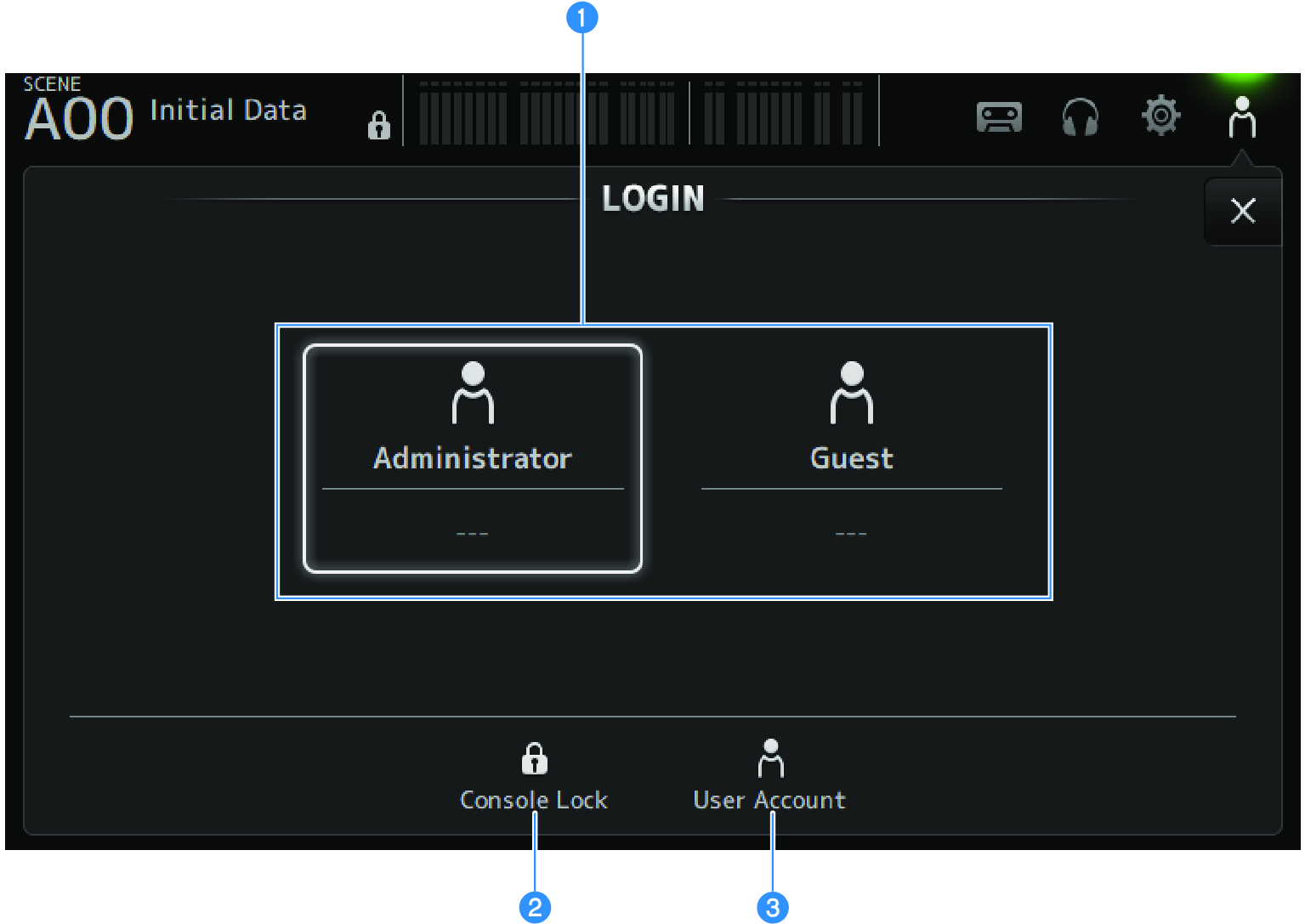 DM3 Series | LOGIN screen