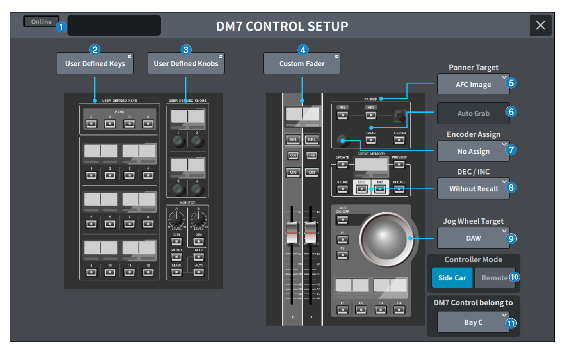 DM7 Series | DM7 CONTROL SETUP屏幕