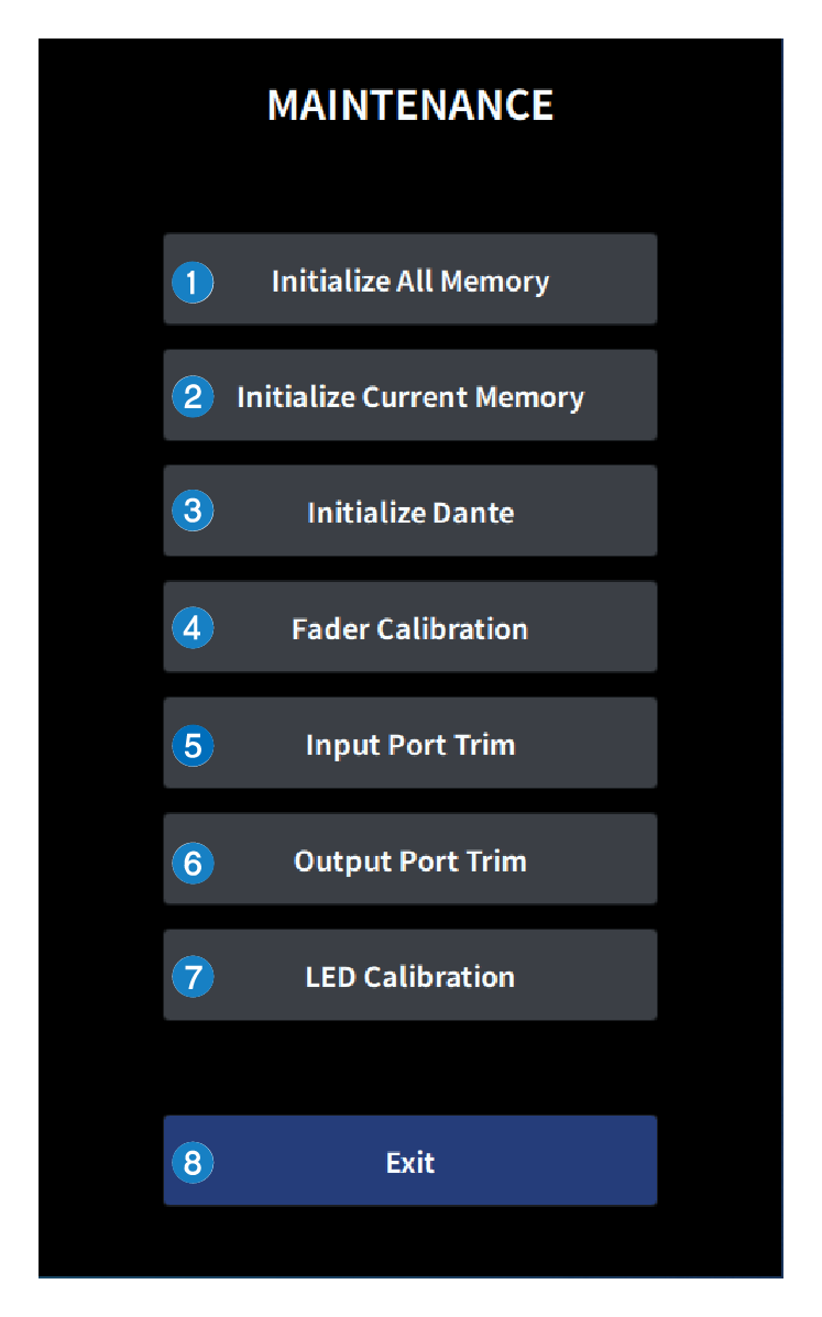 DM7 Series | MAINTENANCE Screen